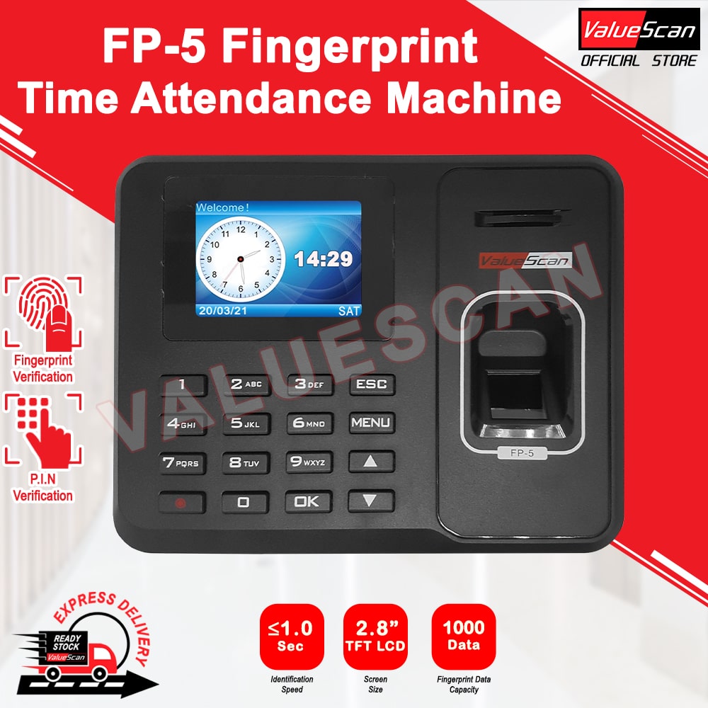 FP-5 Fingerprint Time Attendance / Time Recorder System – Valuescan